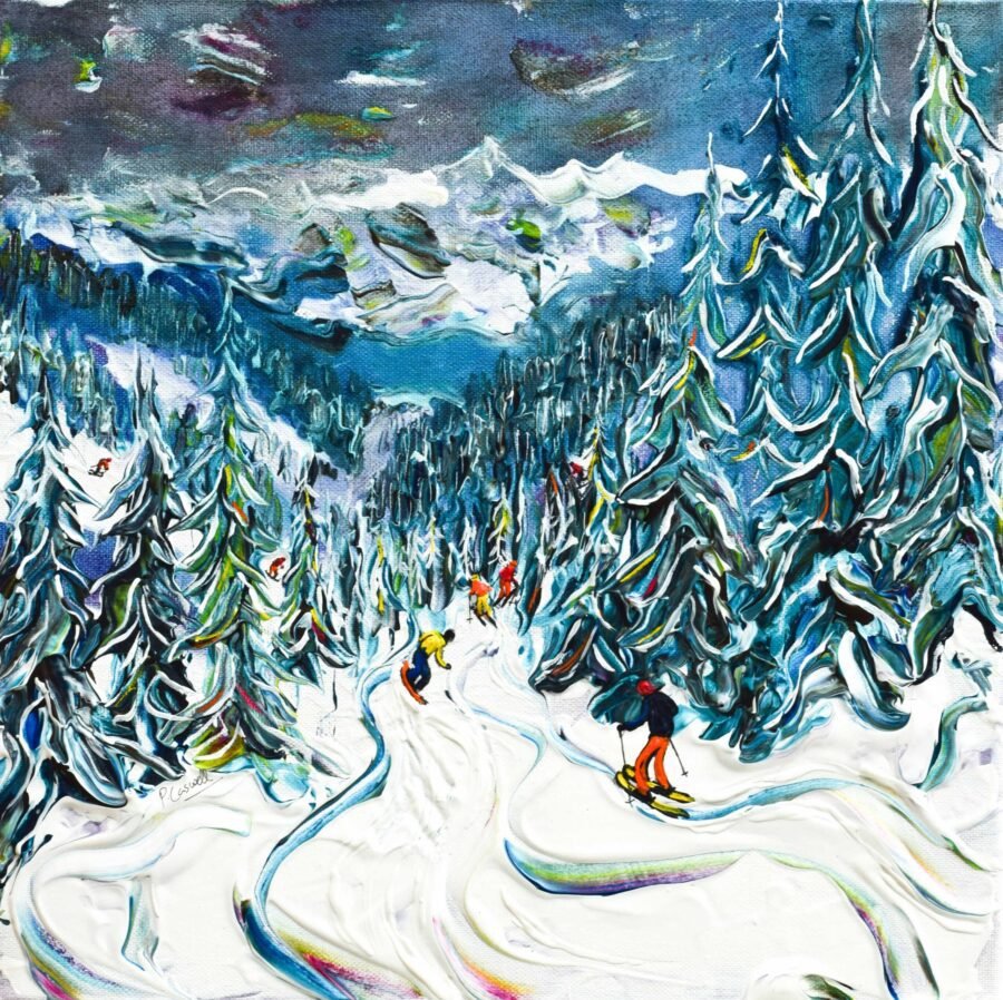 10 Skiing and Snowboarding Cards – Pete Caswell Ski Art Paintings & Ski ...